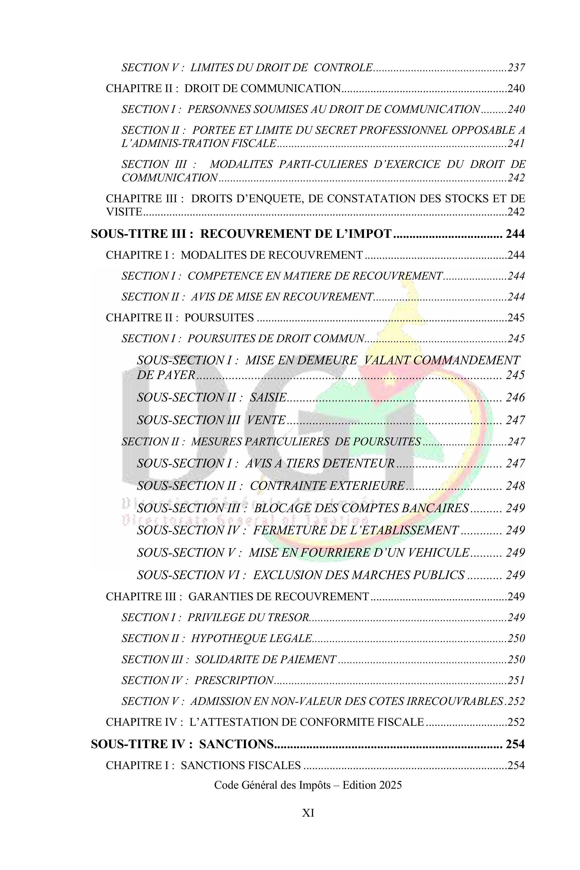 CODE GENERAL DES IMPOTS Mis à jour au 1er janvier 2025 | Direction Générale des Impôts (DGI)